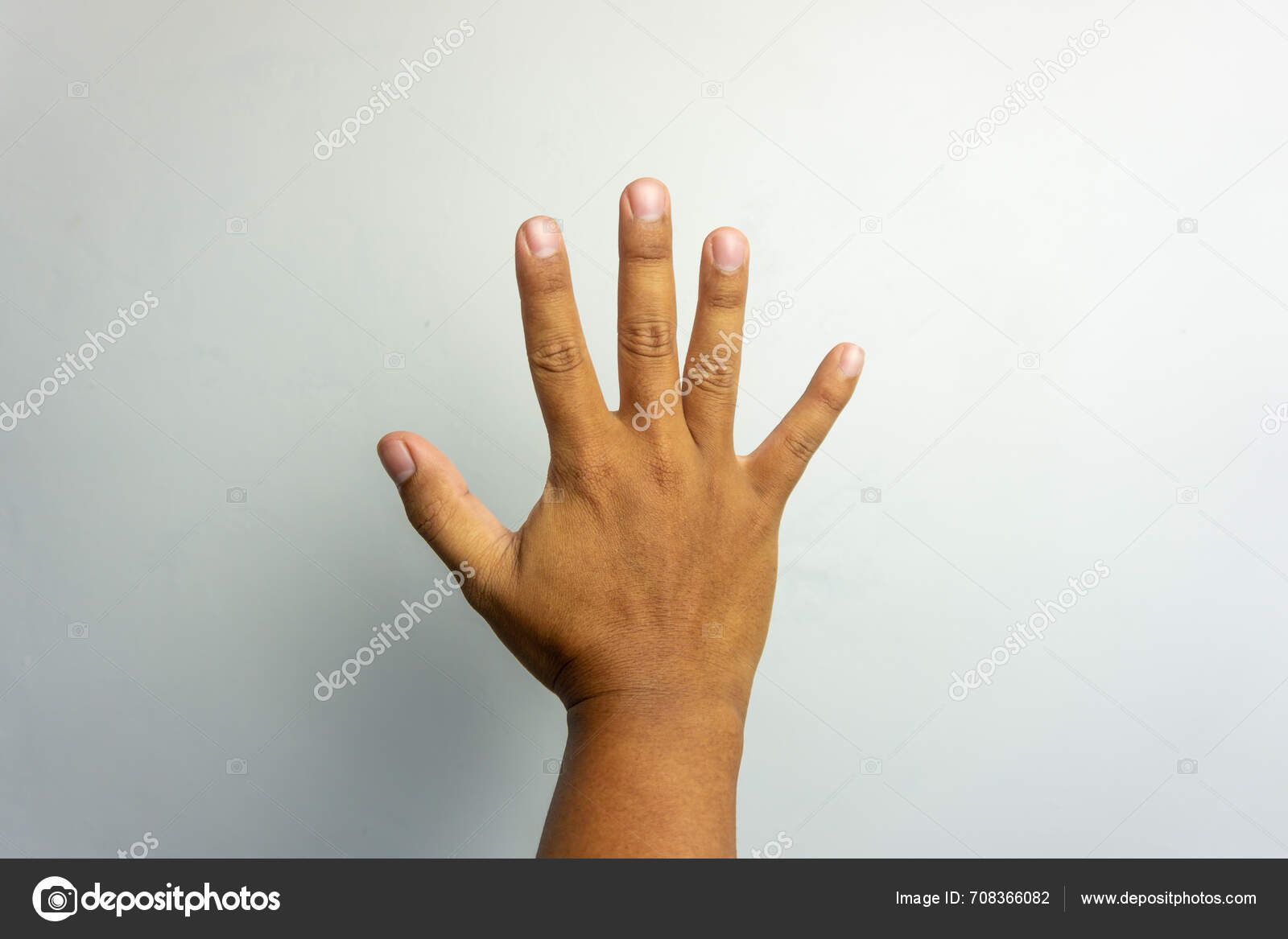 Number Hand Sign Isolated White Bye Bye Gesture Man Hand — Stock Photo © Ferydhani #708366082