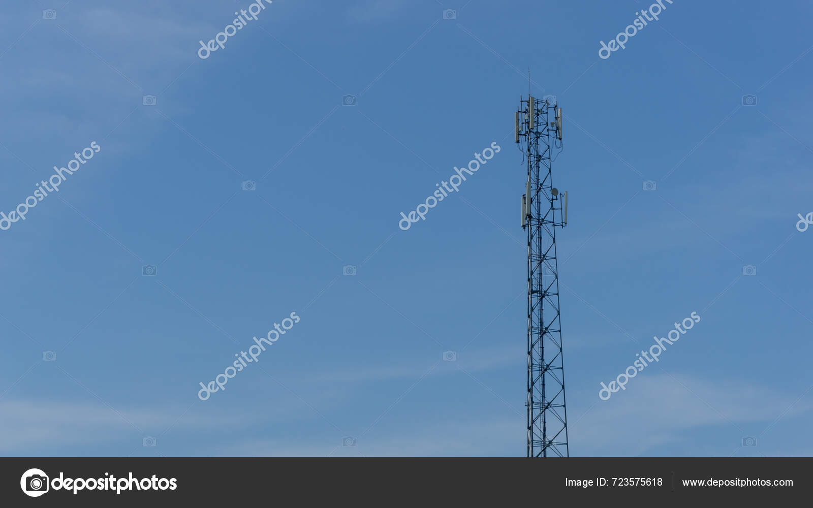 Internet Provider Tower Blue Sky Background Wireless Cellphone Antenna ...