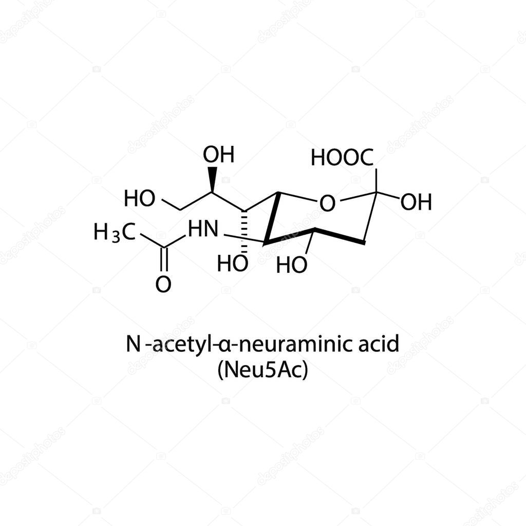 Diagrama de estructura molecular del ácido N-acetil-neuramínico (Neu5Ac ...