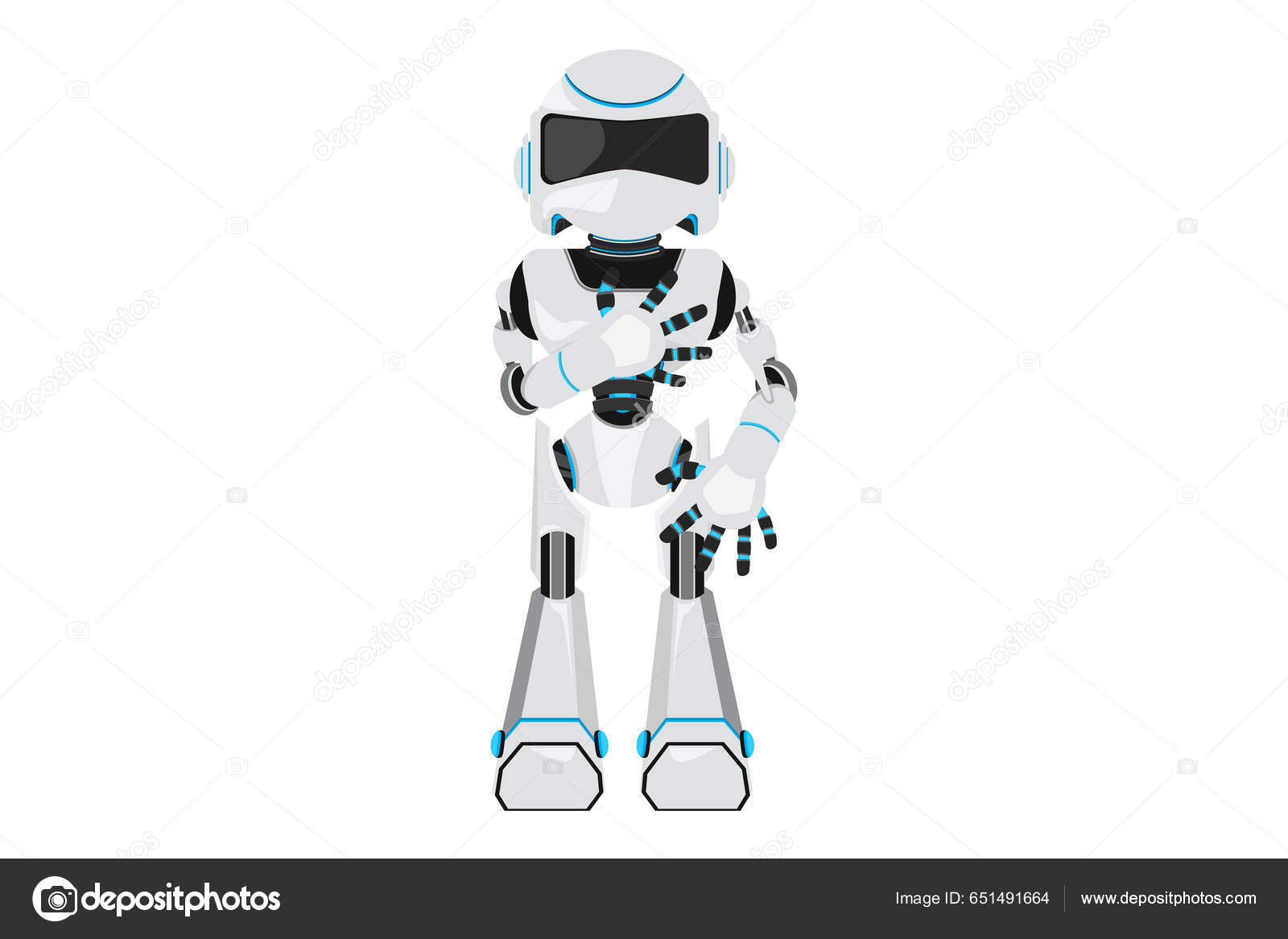 Business Flat Drawing Robot Keeping Hands Chest Friendly Robot ...
