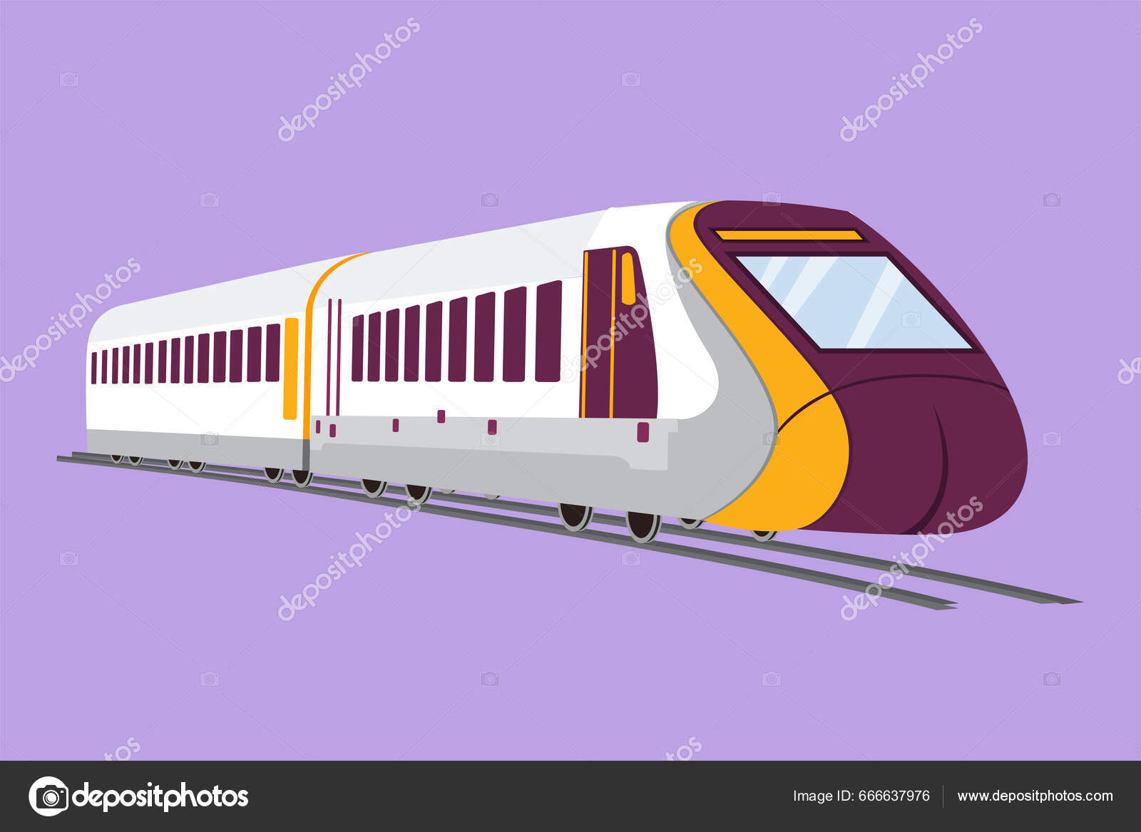 Character Flat Drawing Train Seen Front Prepares Carry Passengers ...