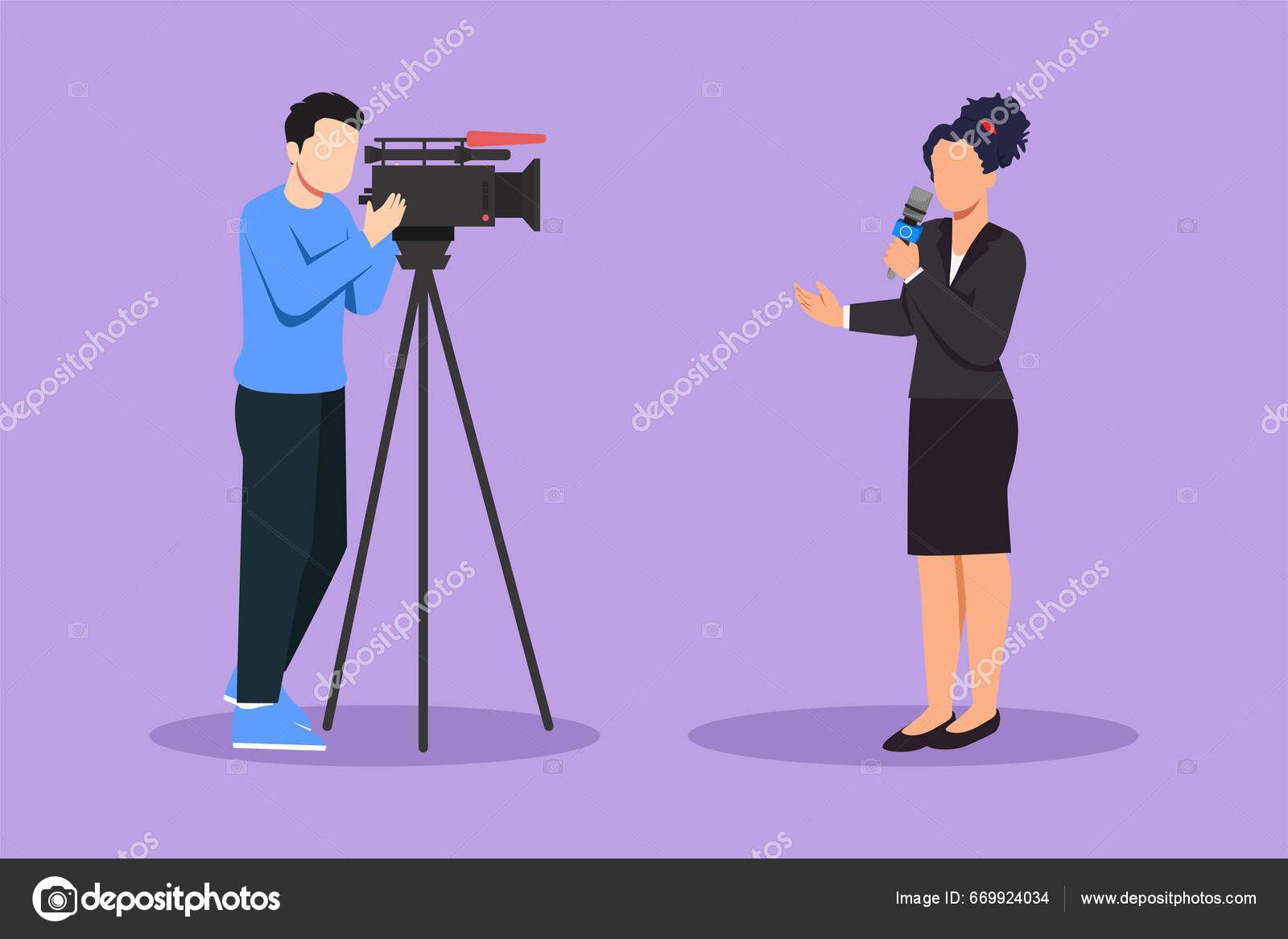 Cartoon Flat Style Drawing Journalist Icon Woman Reporter Journalists ...