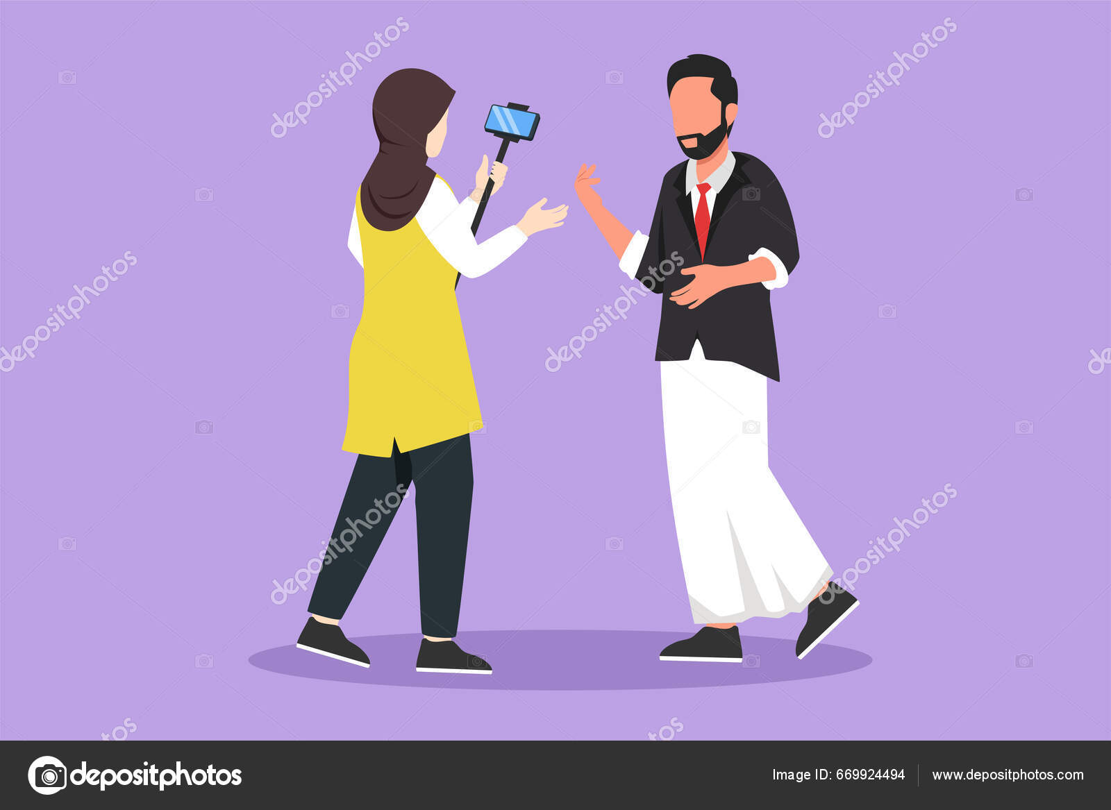 Cartoon Flat Style Drawing Blogging Vlogging Live Video Streaming ...