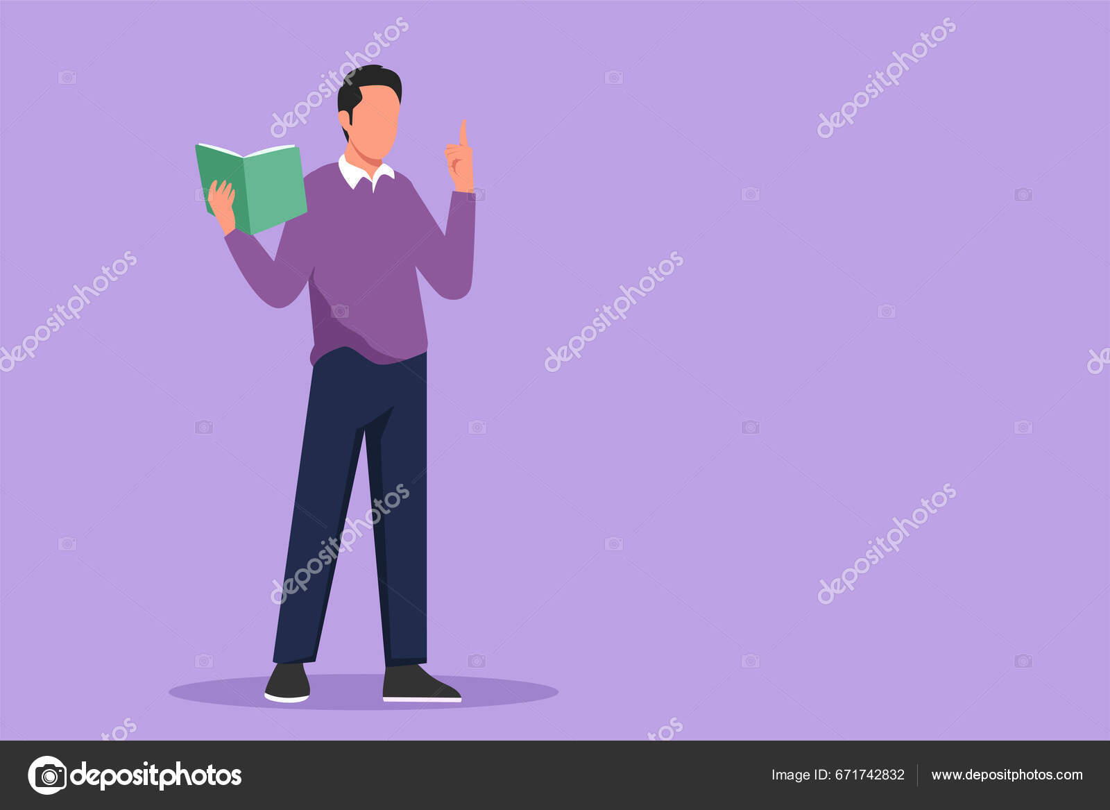 Graphic Flat Design Drawing Man Teacher Teaching Lesson Front Classroom ...