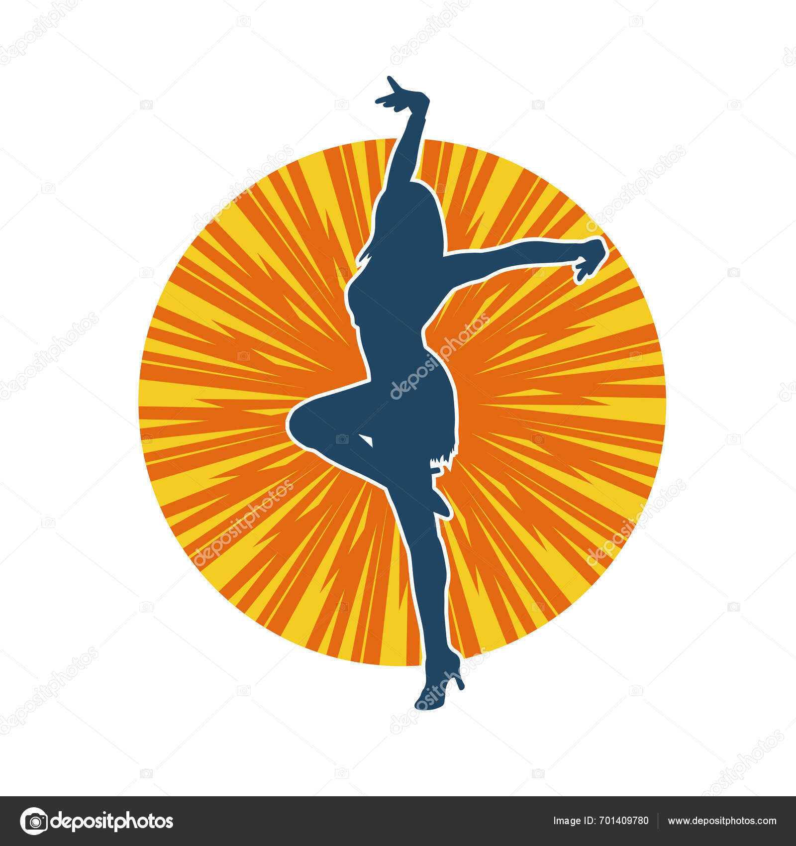 Silhouette Female Dancer Action Pose Silhouette Slim Woman Dancing Pose ...