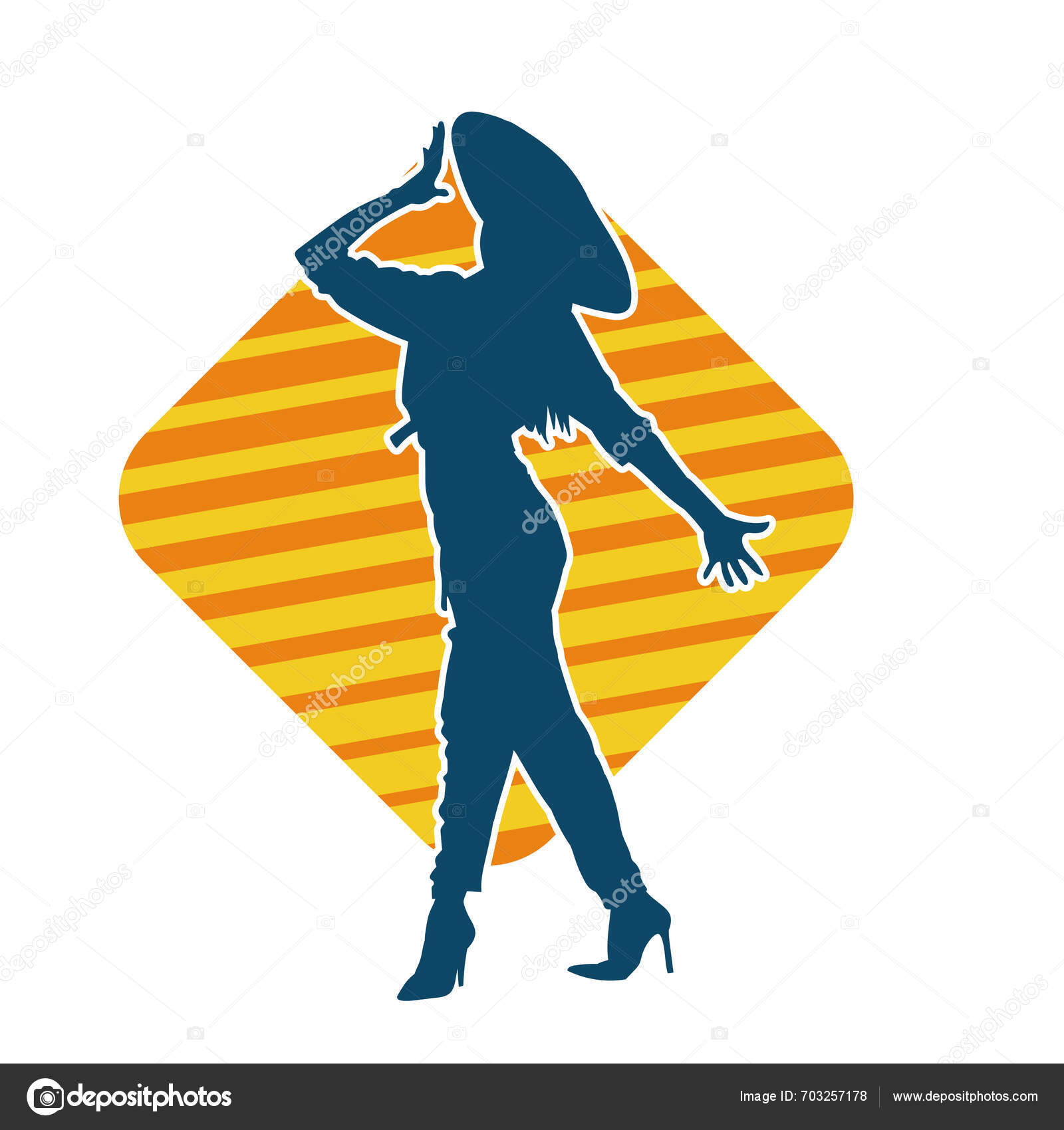 Image vectorielle Silhouette D'une Mannequin Féminine Portant Costume ...