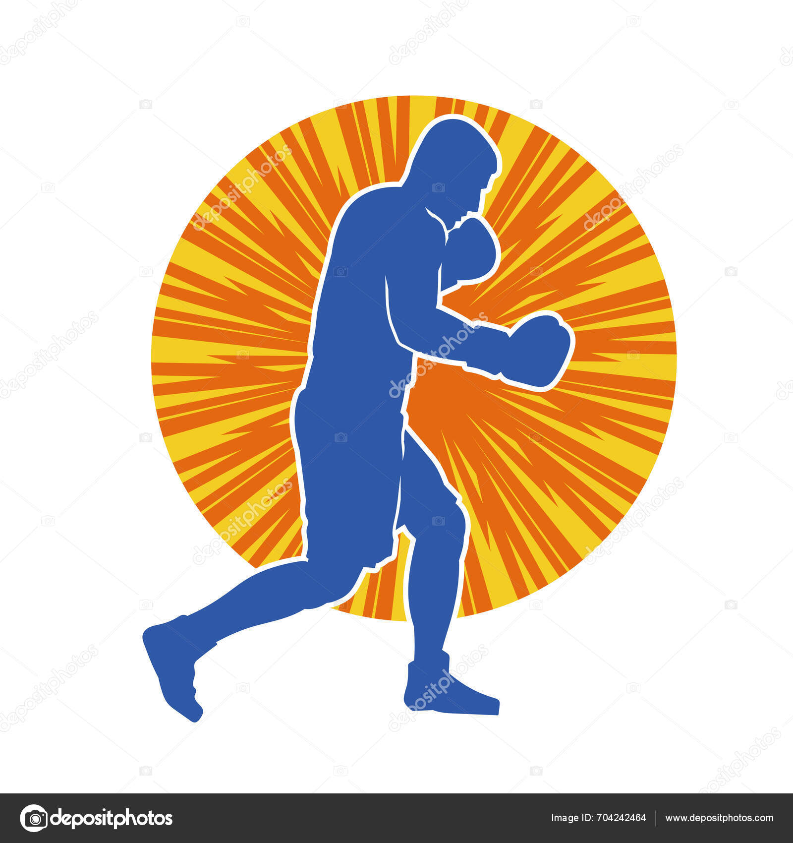 Silhouette Male Boxing Athlete Action Pose Silhouette Muscular Man ...