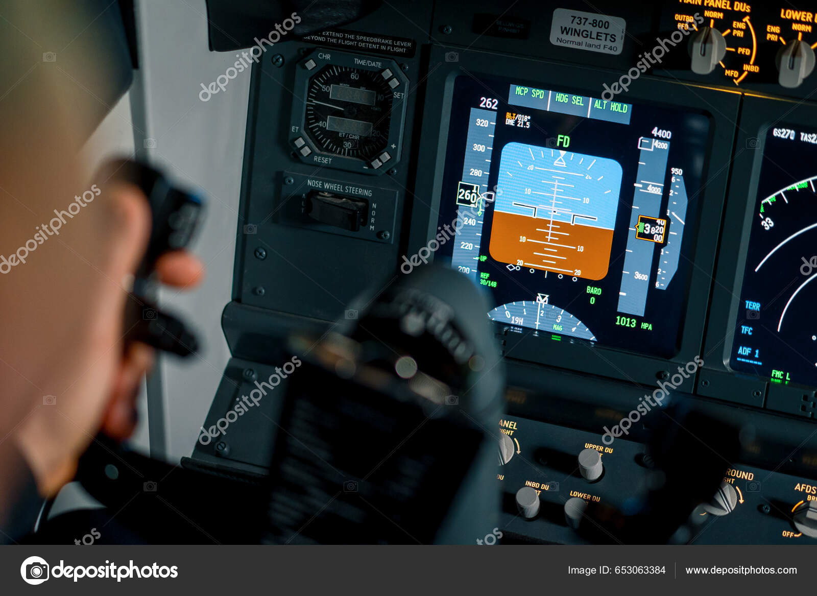 Detailed Shot Control Navigation Panel Cockpit Boeing 737 Flight ...