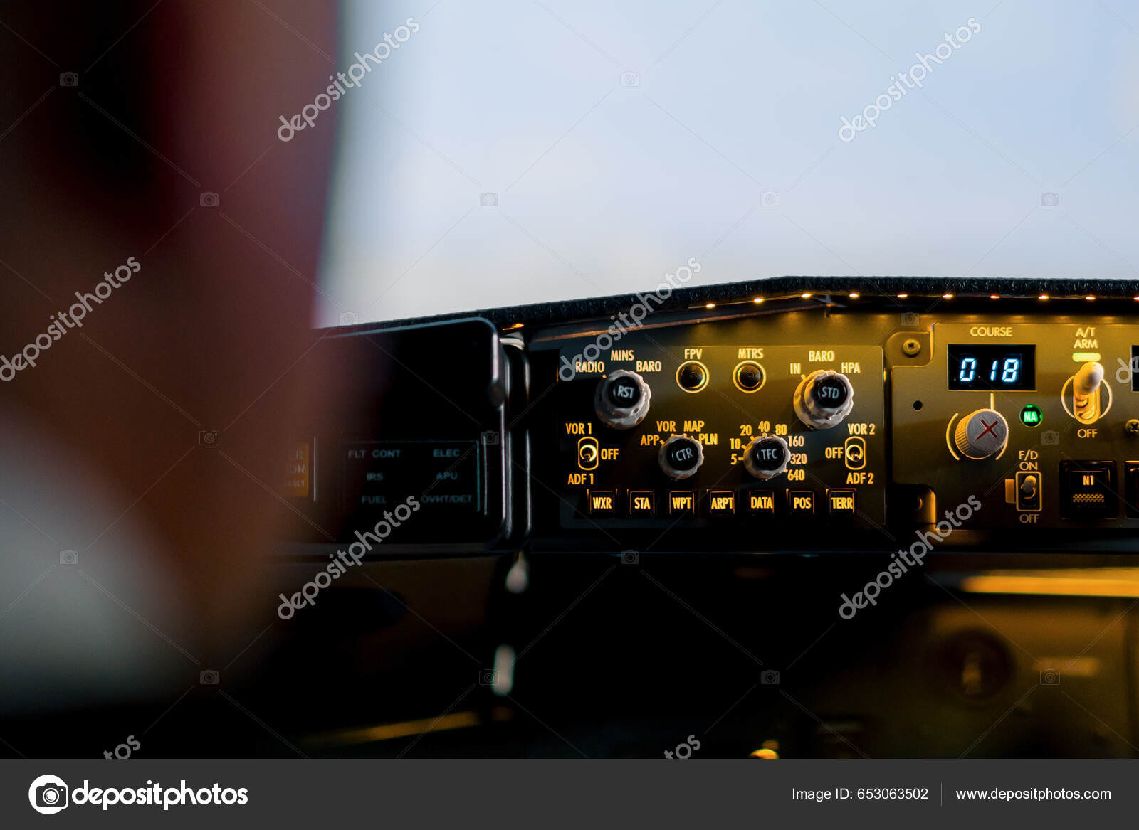 Detailed Shot Control Panel Cockpit Passenger Plane Boeing 737 Flight ...