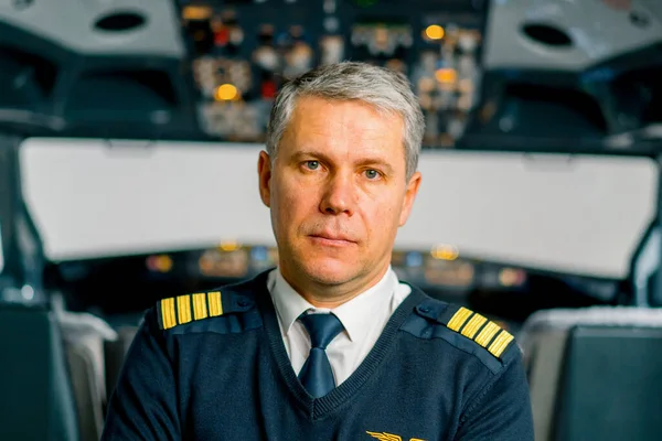 Portrait Smiling Plane Captain Uniform Preparing Flight Flight ...