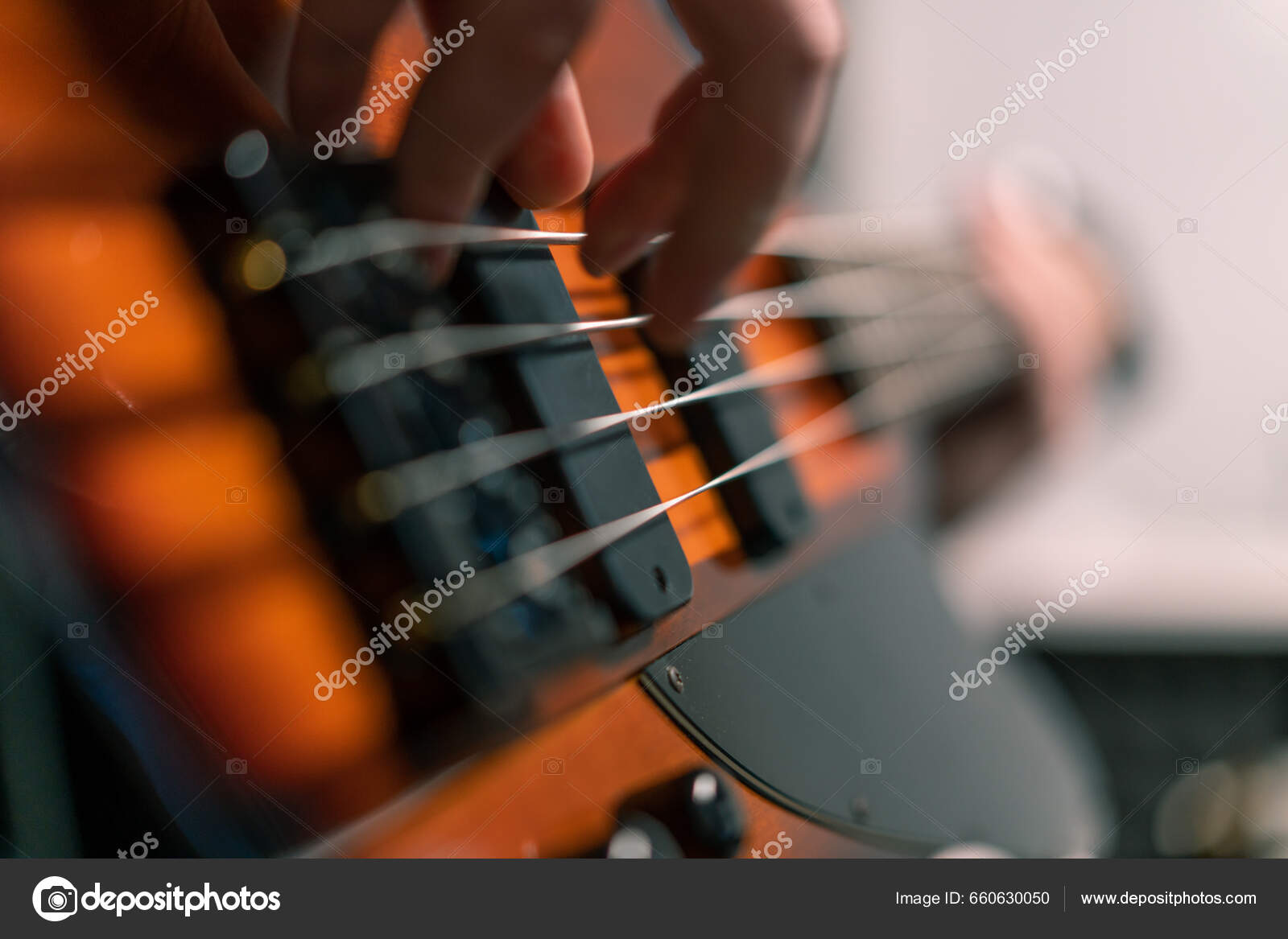 Rock Performer Electric Guitar Recording Studio Recording Playing Own ...