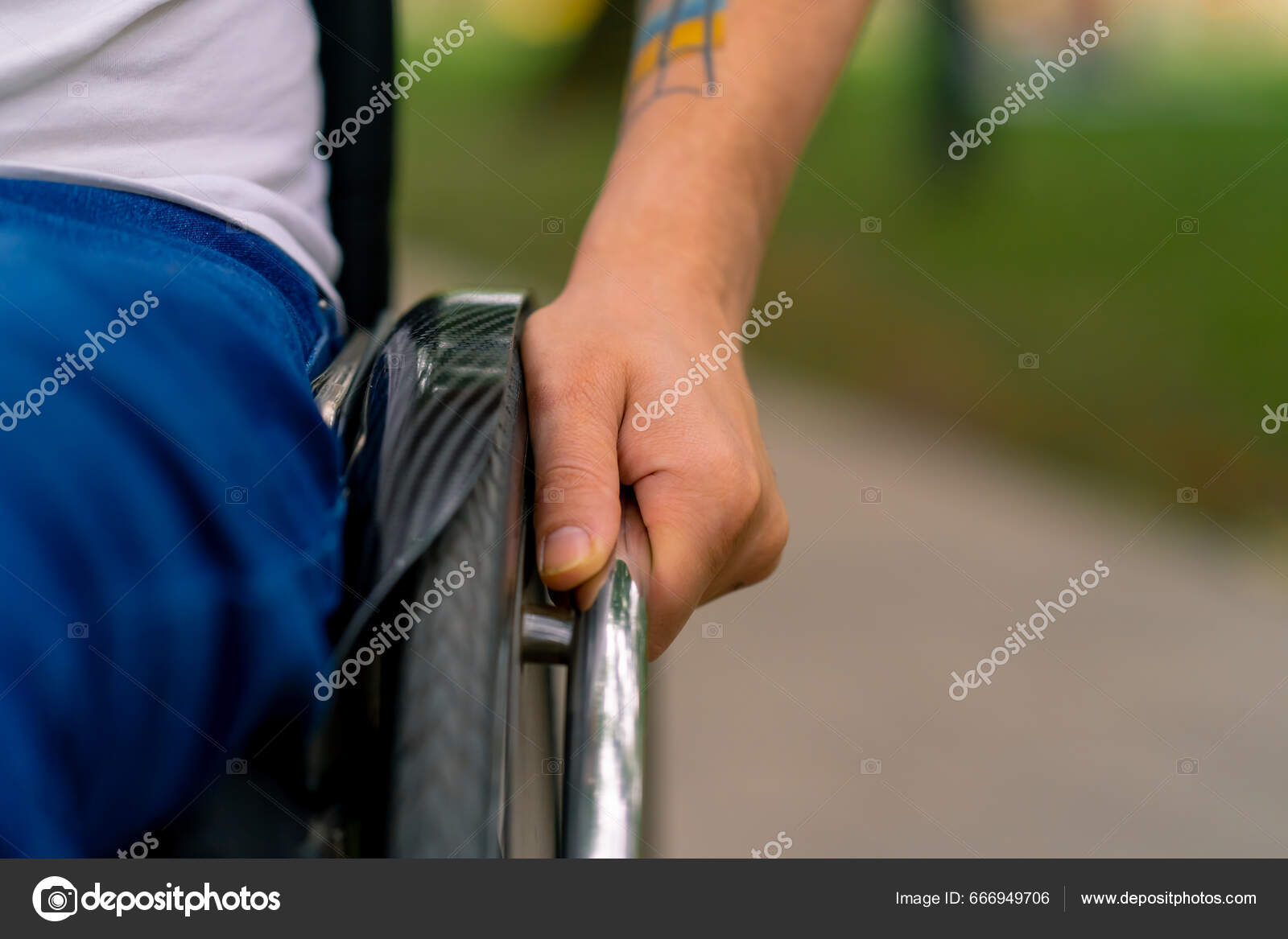 Inclusiveness Close Hand Man Disabilities Who Rides Wheelchair City ...