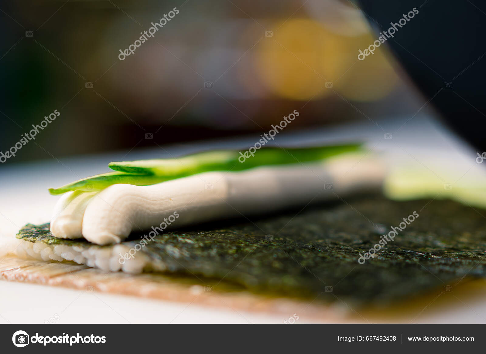 Close Philadelphia Rolls Process Nori Cucumber Cucumber Rice Cream ...