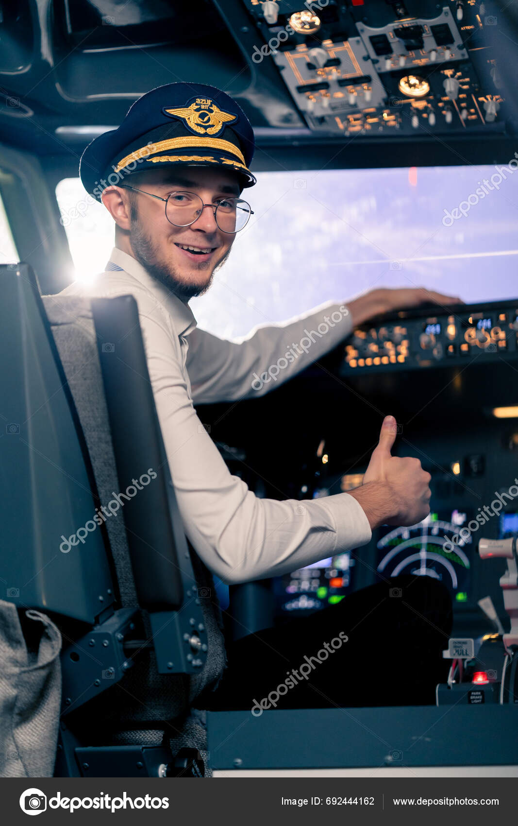Portrait Smiling Plane Captain Uniform Preparing Flight Flight ...