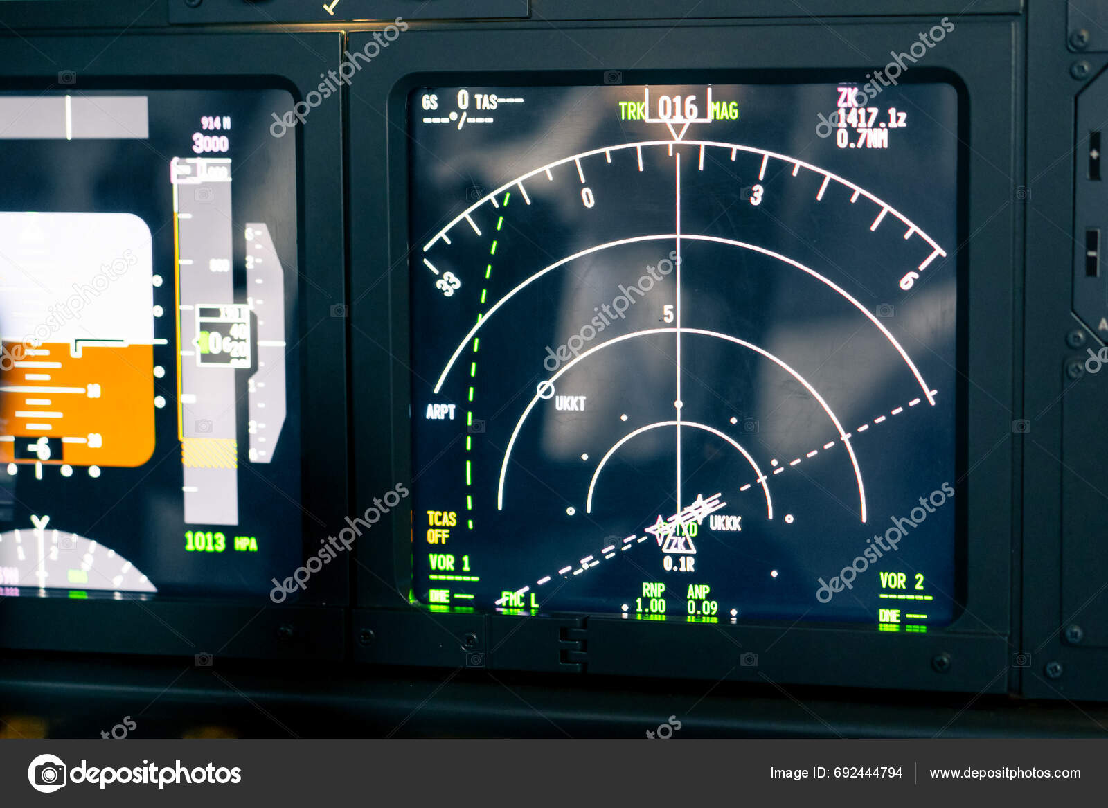 Close Radar Control Navigation Panel Cockpit Airplane Screens Buttons ...