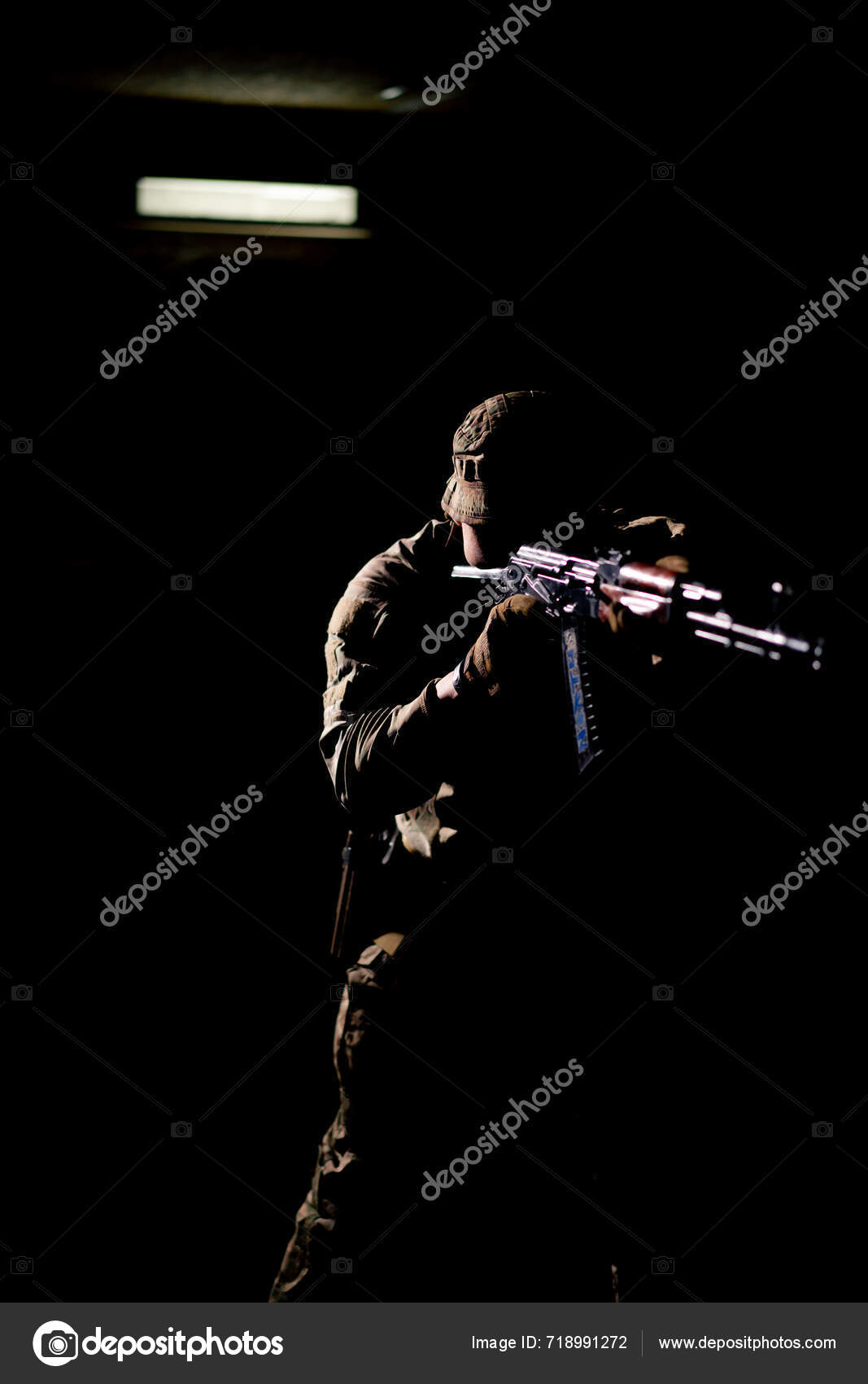 Military Tactical Strategy Aiming Nato Rifle Contrast Light Back Light ...