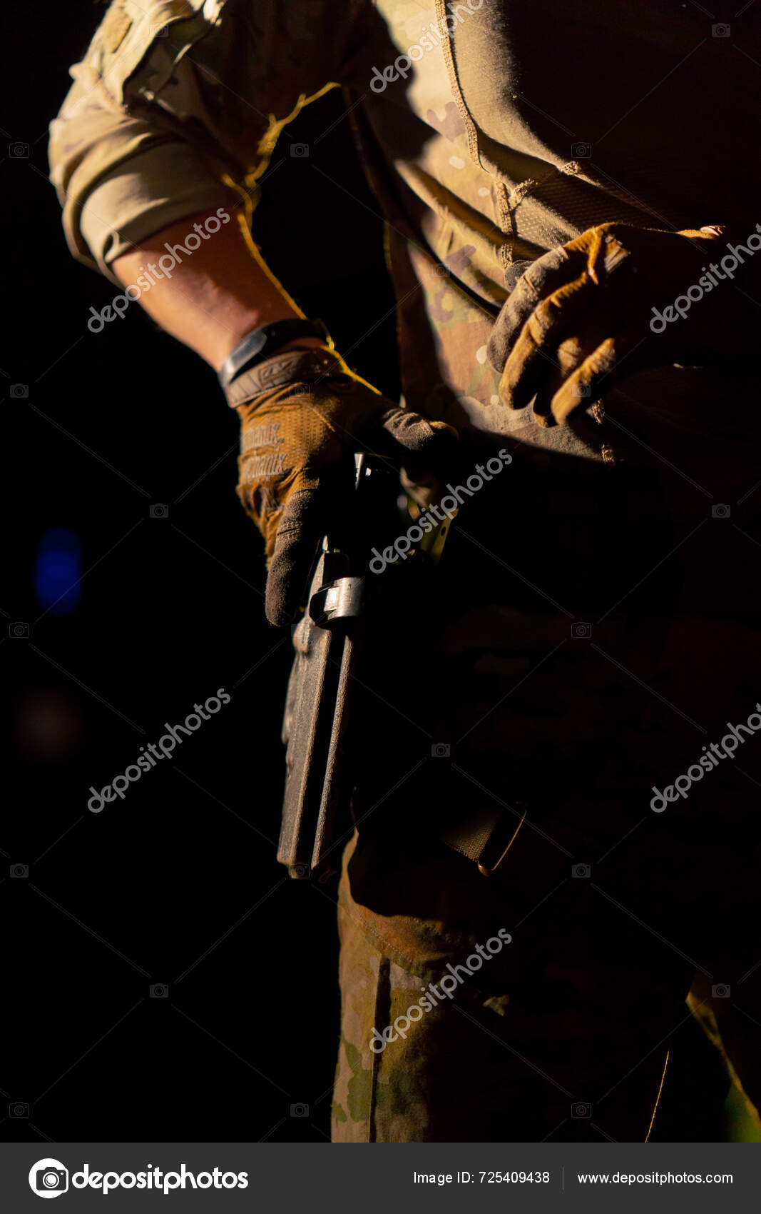 Close Professional Shooting Range Military Weapons Trainer Standing ...