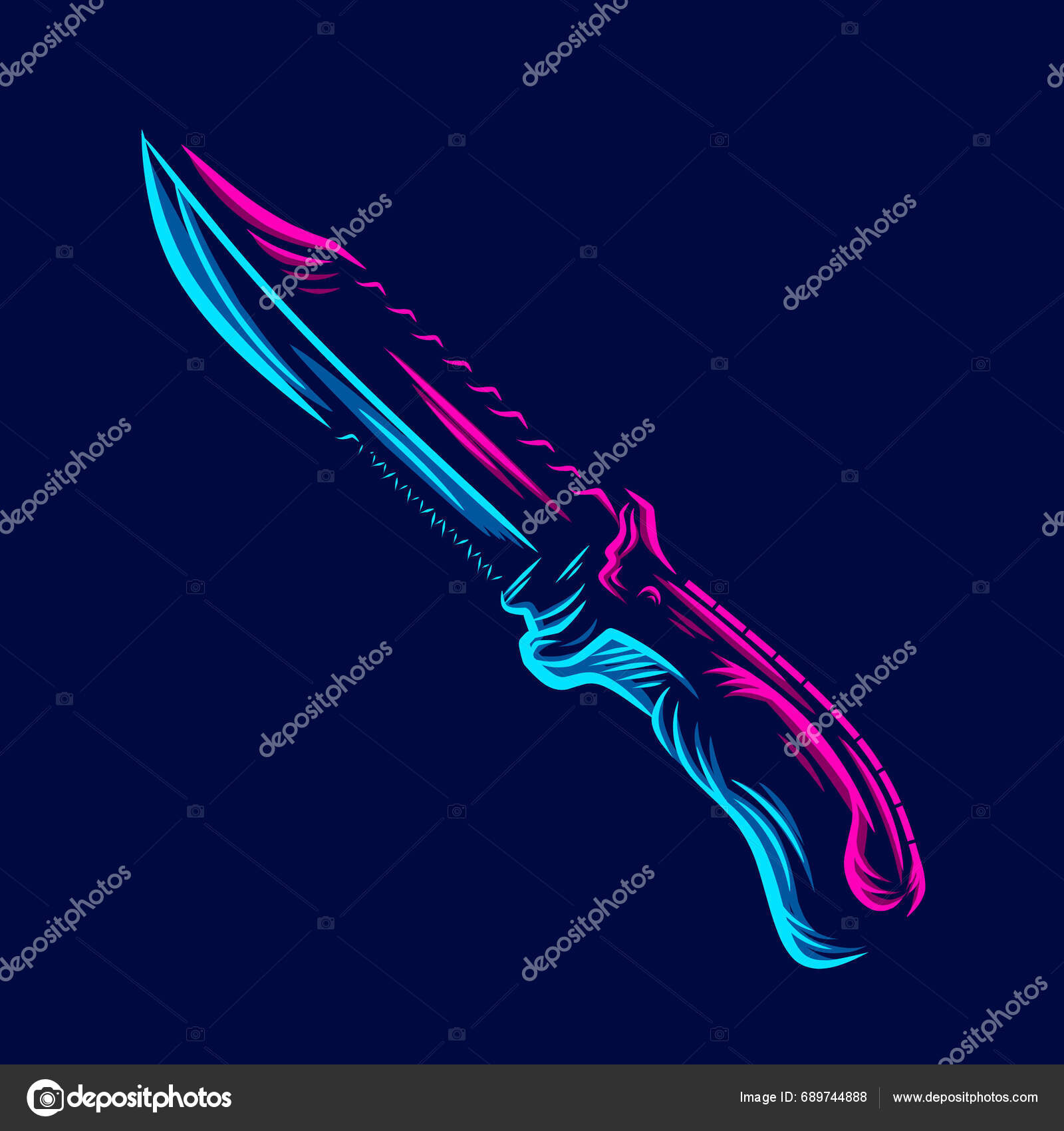 Army Combat Dagger Knife Logo Line Pop Art Portrait Colorful Stock ...