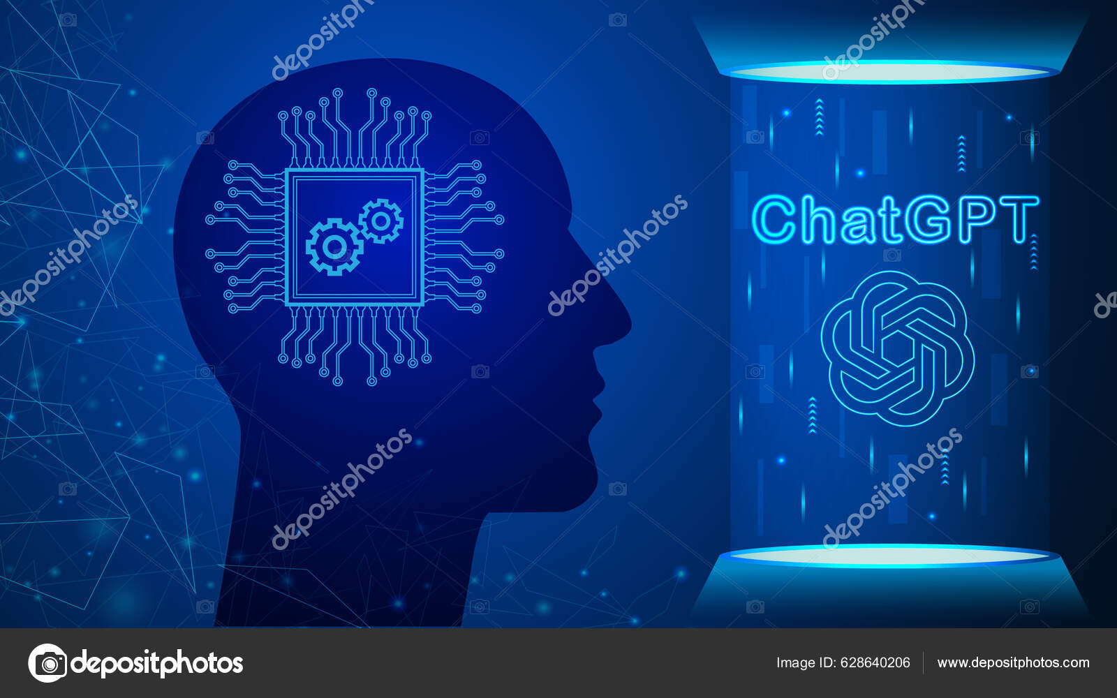 Chatgpt Desarrollado Por Openai Logo Openai Holograma Texto Neón Chatgpt Vector de stock ...