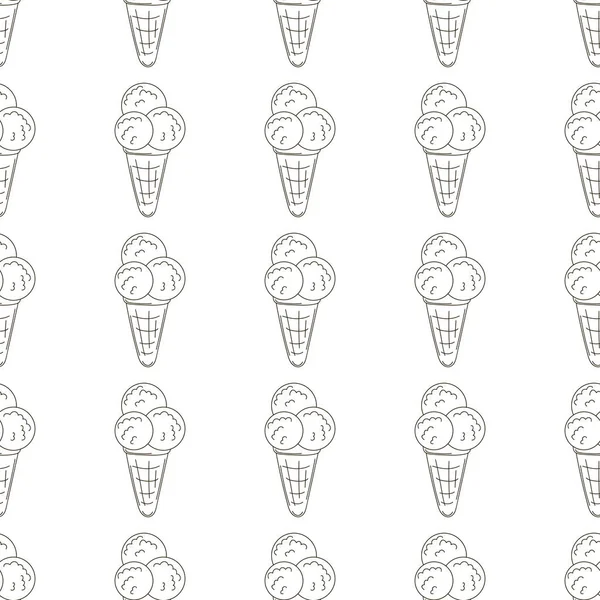 Coloring Ice Cream Waffle Cones Seamless Pattern Summer Wonderful