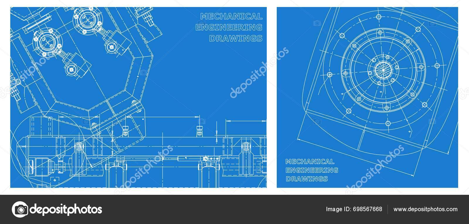 Engineering Illustration Set Instrument Making Drawings Computer Aided ...