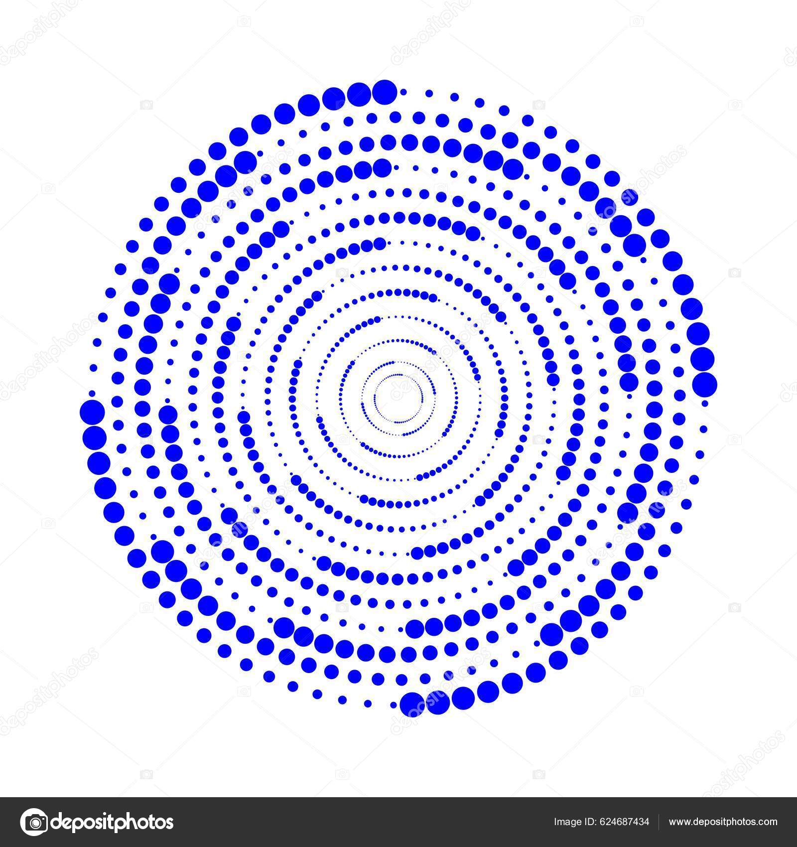 Blue Halftone Dots Circle Shape Logo Dotted Frame Spiral Design — Stock ...