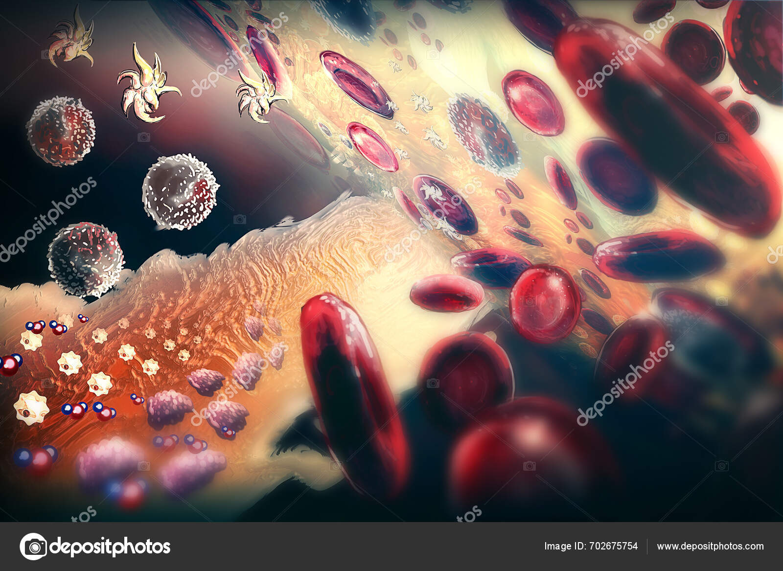 Illustration Blood Cells Flowing Microscope — Stock Photo ...
