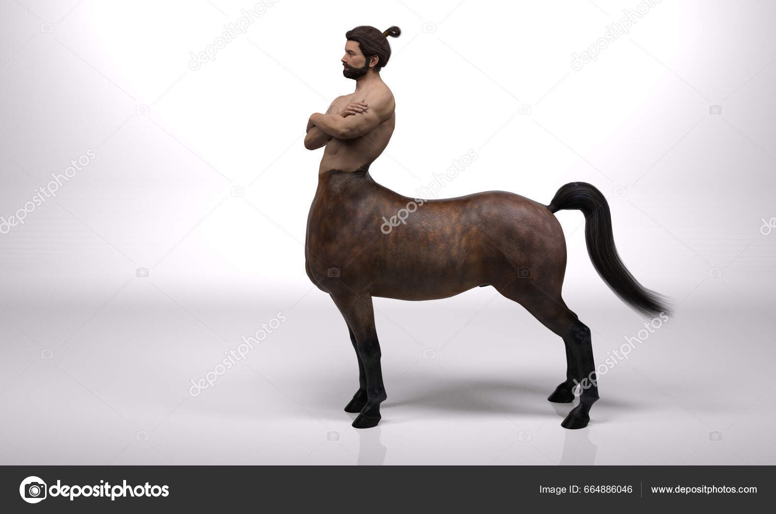 Rendering Portrait Handsome Male Centaur Posing His Body Arrow Bow ...