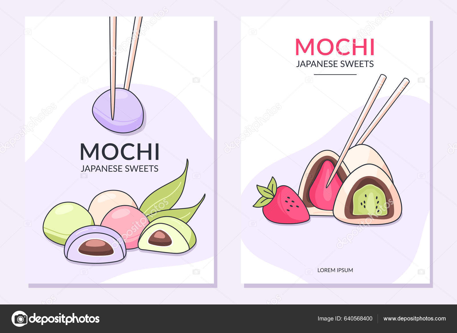 Set Posters Colorful Sweet Mochi Different Sweets Mochi Brigth ...