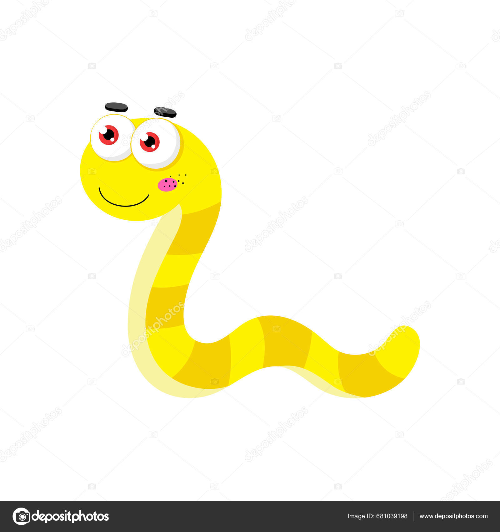 Kartun Cacing Tanah Dengan Mata Besar Ilustrasi Vektor Kartun Anak ...