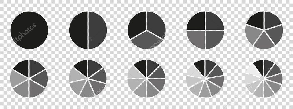 Círculos divididos diagrama 3, 10, 7, gráfico icono circular gráfico de ...