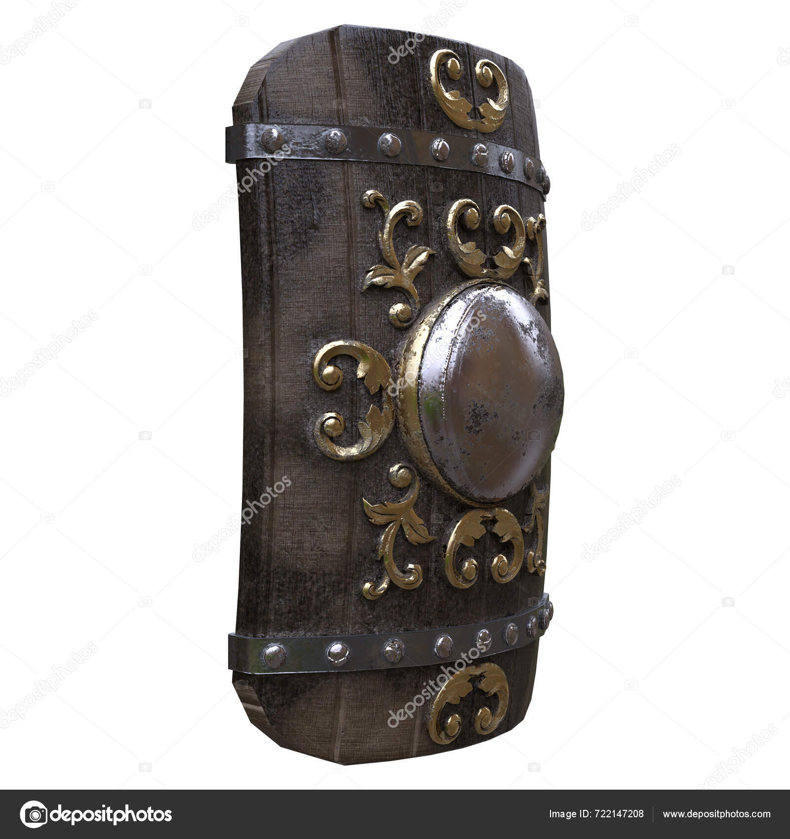 Render Medieval Wooden Shield Isolated — Stock Photo © grbrenders ...