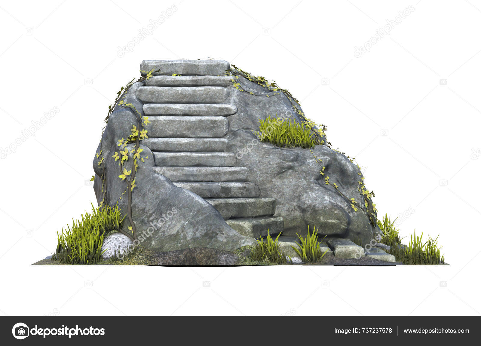 Render Natural Path Stone Stairs Isolated — Stock Photo © grbrenders ...