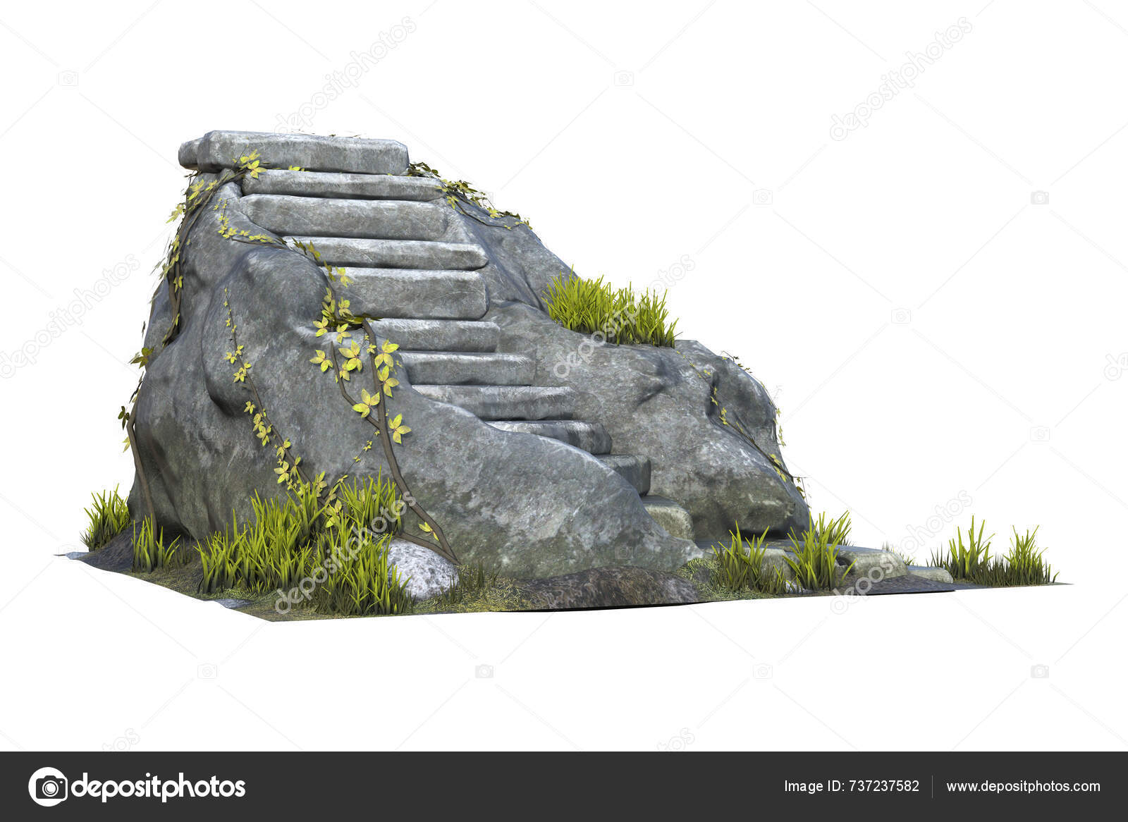 Render Natural Path Stone Stairs Isolated — Stock Photo © grbrenders ...