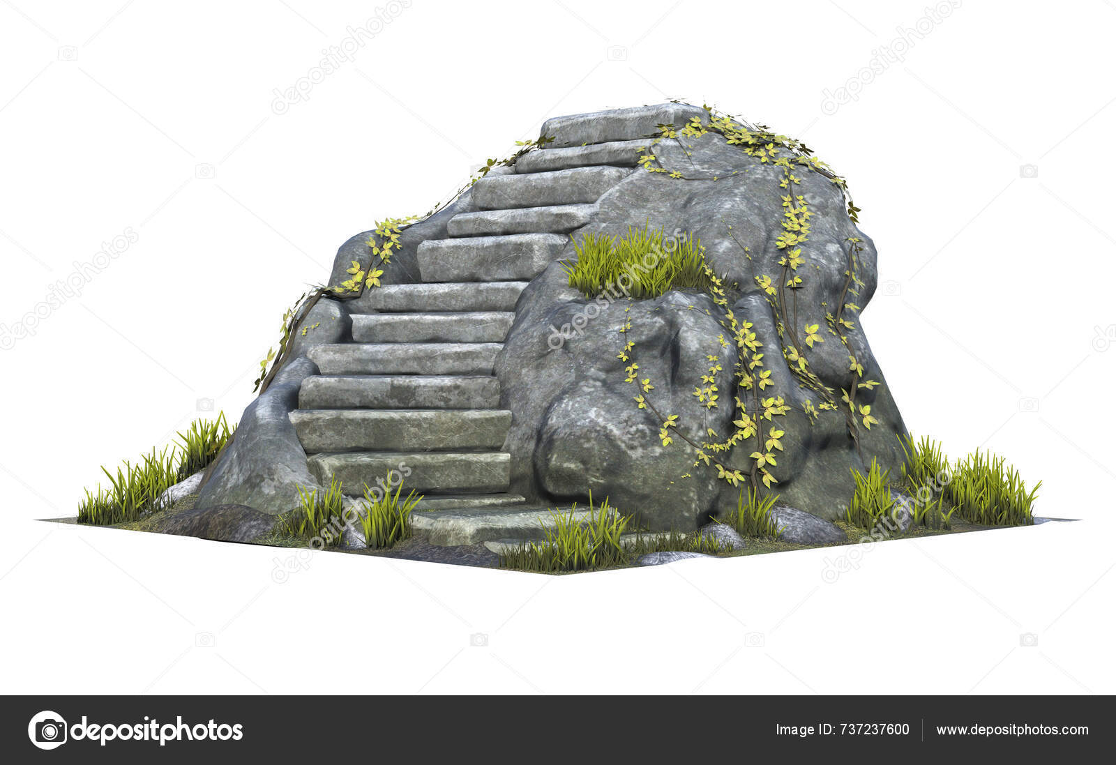 Render Natural Path Stone Stairs Isolated — Stock Photo © grbrenders ...