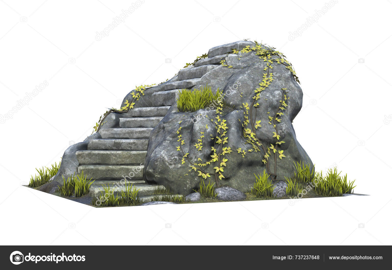 Render Natural Path Stone Stairs Isolated — Stock Photo © grbrenders ...