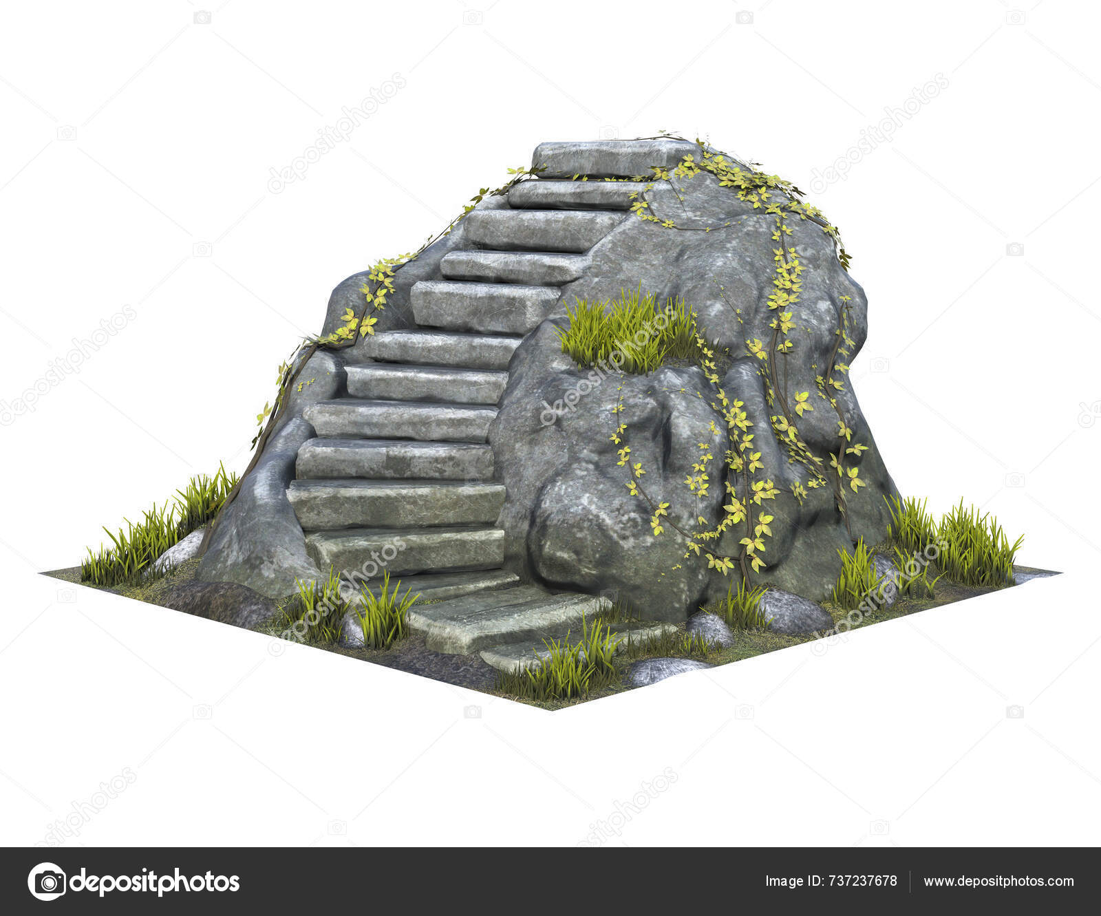 Render Natural Path Stone Stairs Isolated — Stock Photo © grbrenders ...
