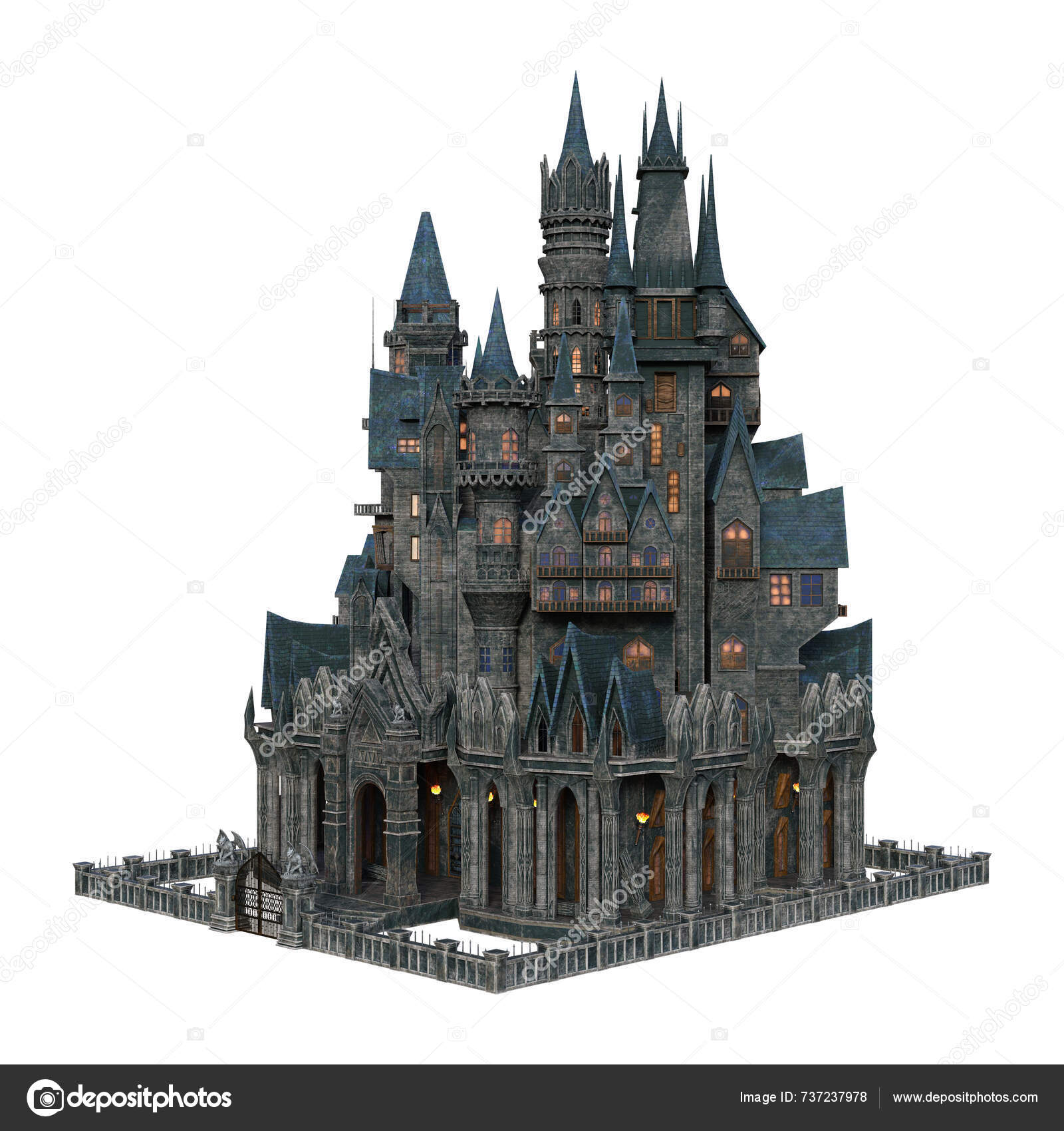 Render Dark Vampire Castle Fantasy Isolated — Stock Photo © grbrenders ...
