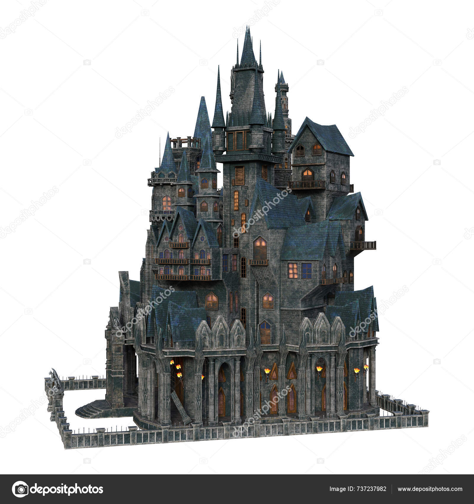 Render Dark Vampire Castle Fantasy Isolated — Stock Photo © grbrenders ...