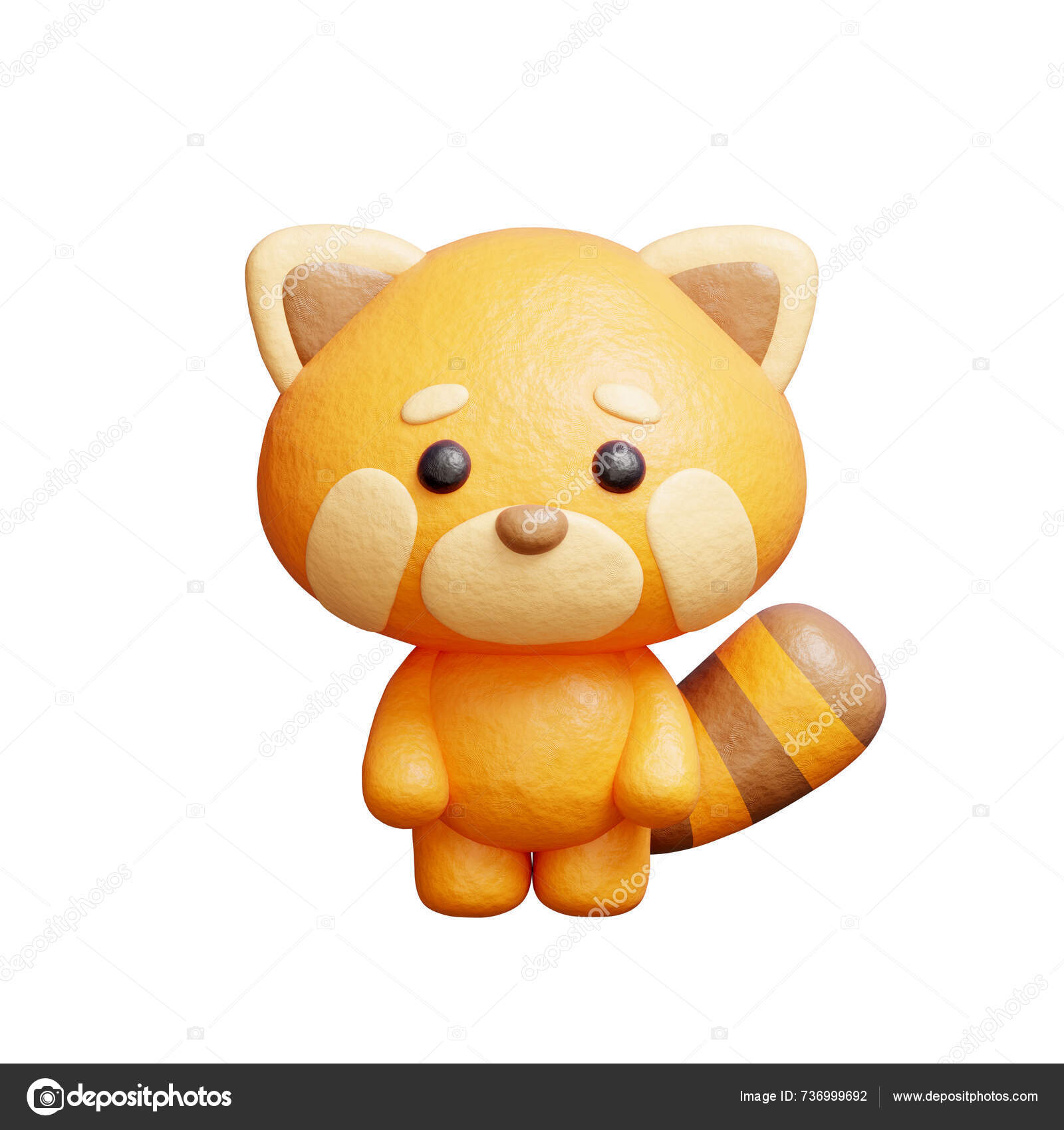 Cute Red Panda Standing Cartoon Animal Character Rendering — Stock ...