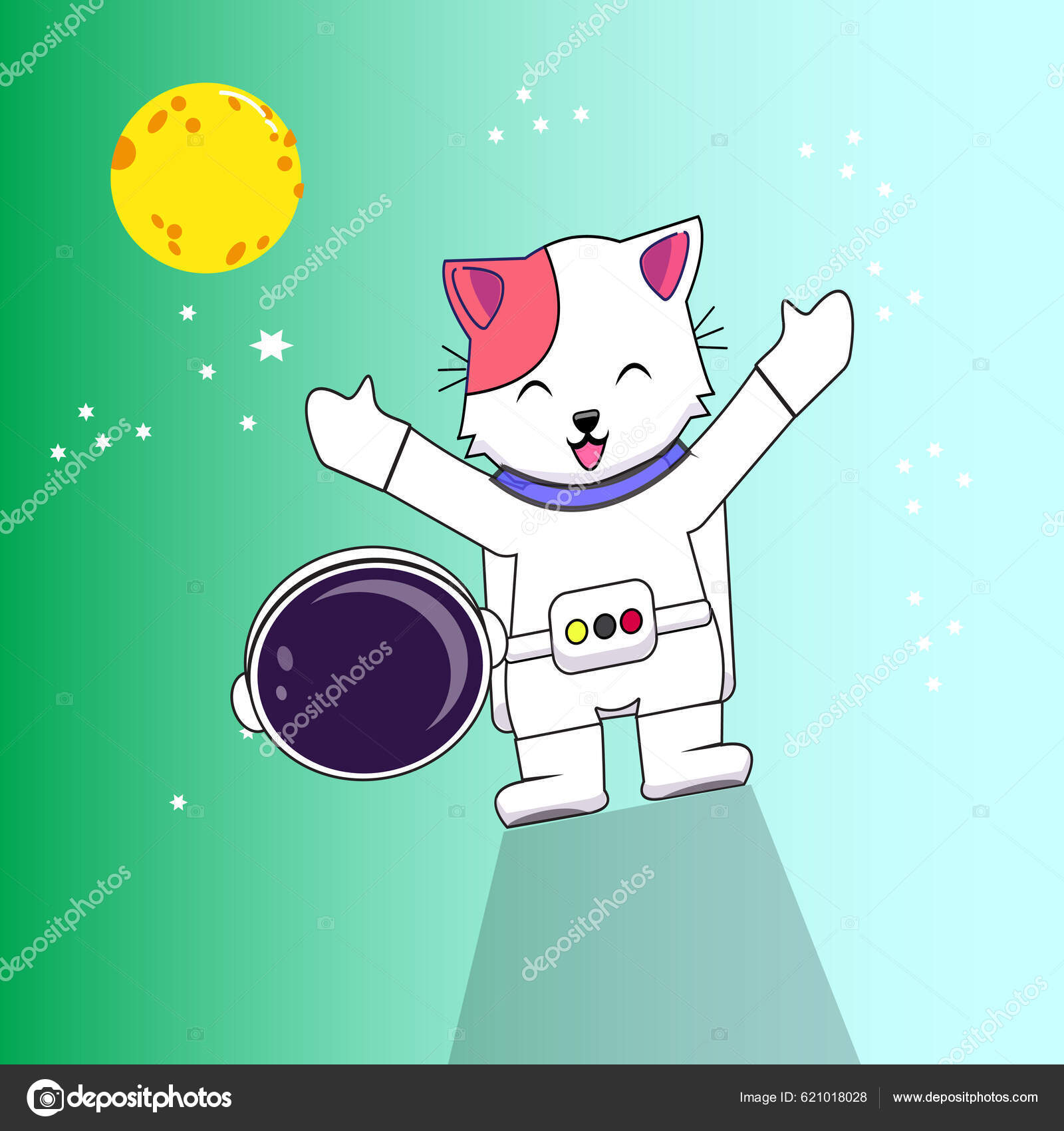 Cute Astronaut Cat Holding Helmet Cartoon Vector Icon Illustration Animal Stock Vector Image by ...
