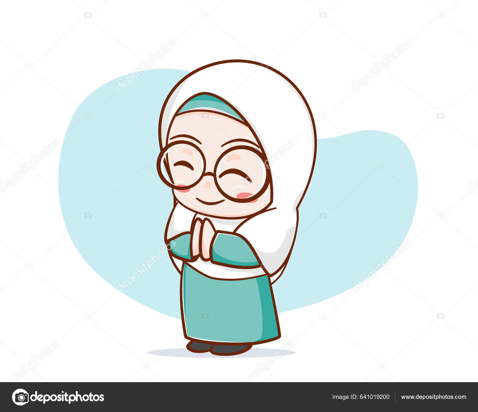Cute Muslim Karakter Kartun Gadis Vektor Stok oleh ©RidStock 641019200