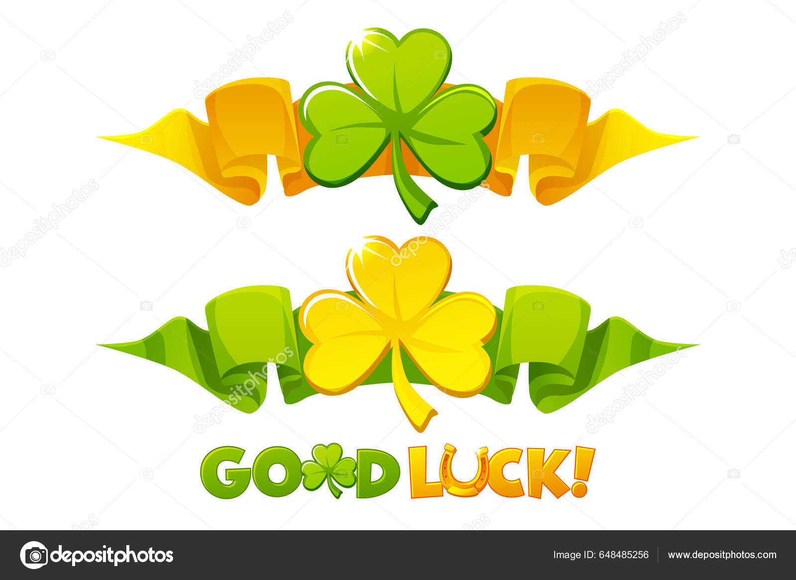 Good Luck Symbol Award Ribbon Clover Shamrock Stock Vector By © 648485256