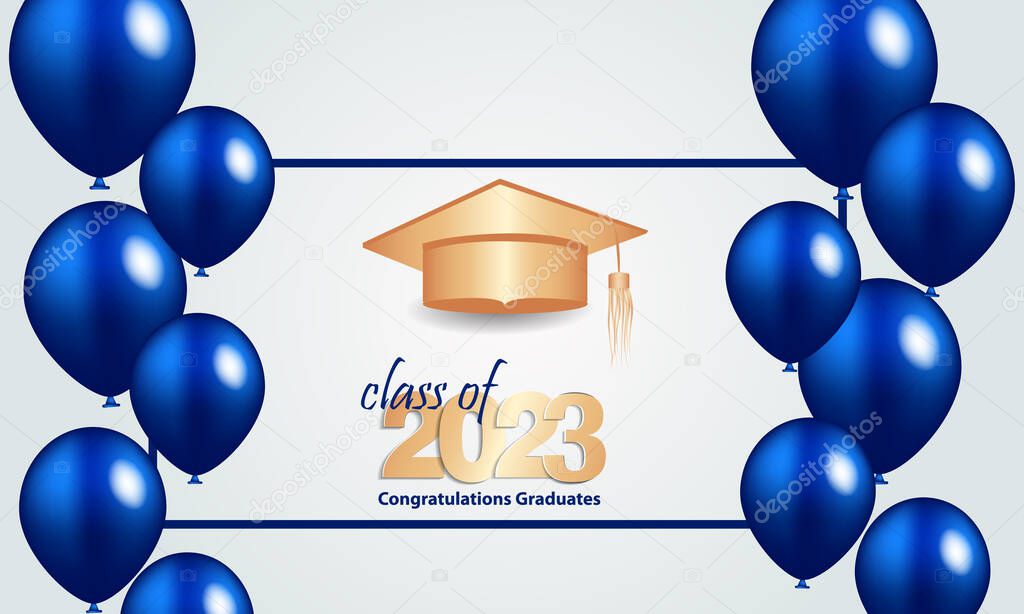 Felicidades por tu graduaci n de la escuela. Clase de 2023. Gorra de graduaci n, confeti y ...