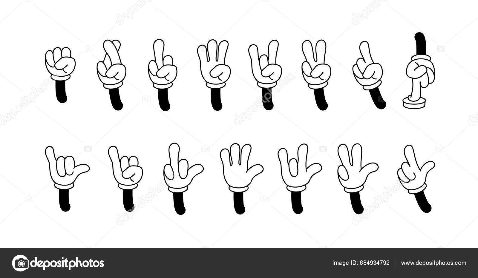 Gestos Brazos Dibujos Animados Retro Poses Manos Comic Divertido ...