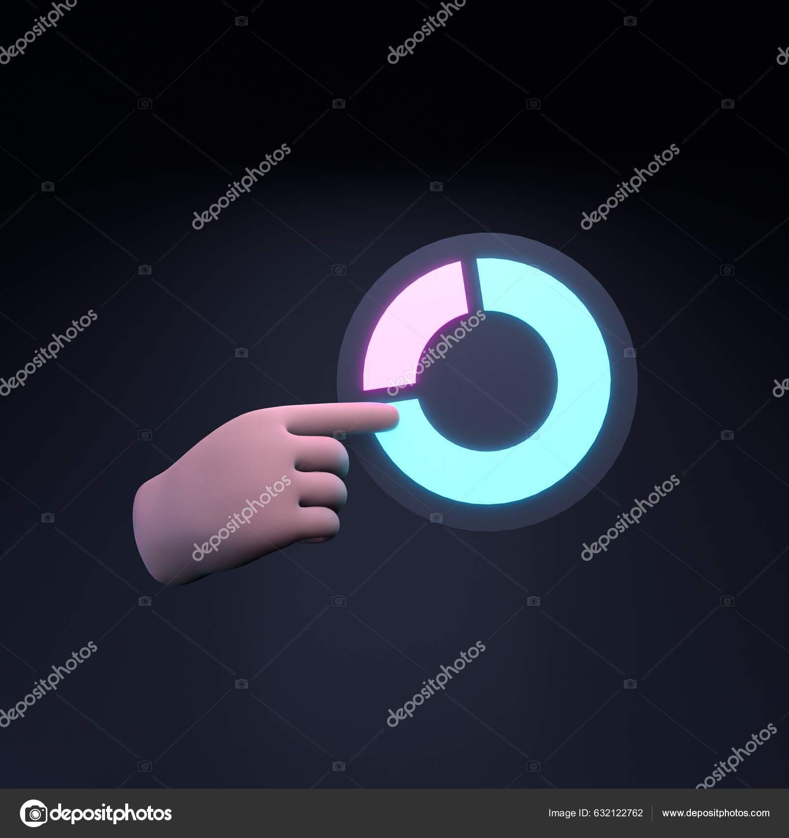 Ruka Drží Kulatý Sloupcový Graf Vykreslení Ilustrace — Stock Fotografie ...