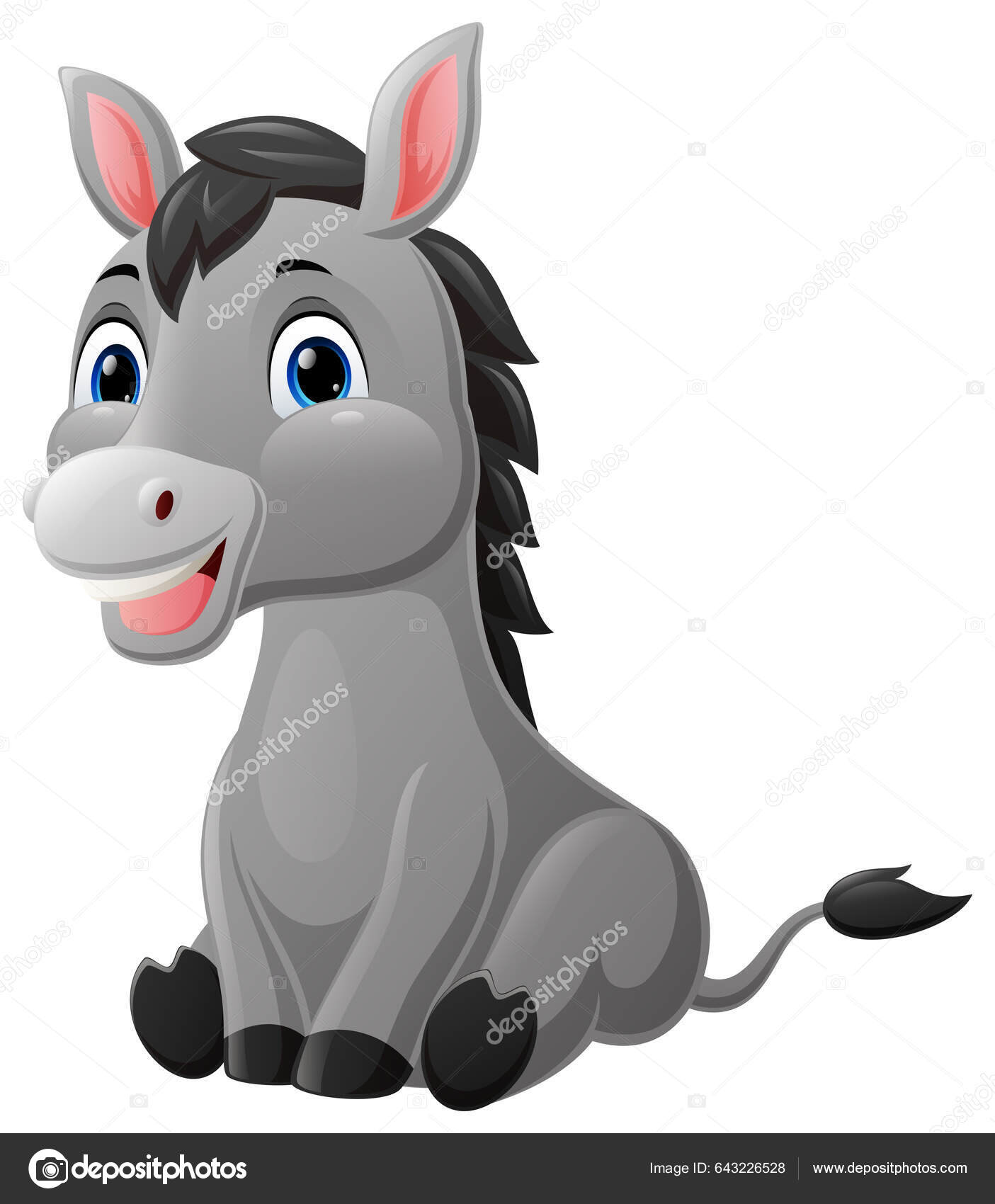 Lindo Dibujo Animado De Burro Burro Lindo En El Día De Navidad