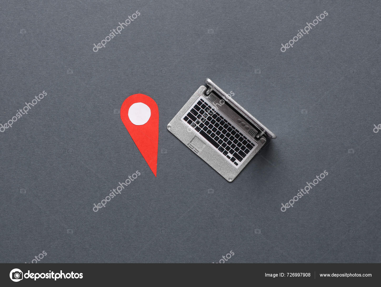 Miniature Laptop Geolocation Maps Marker Point Icon Dark Gray ...