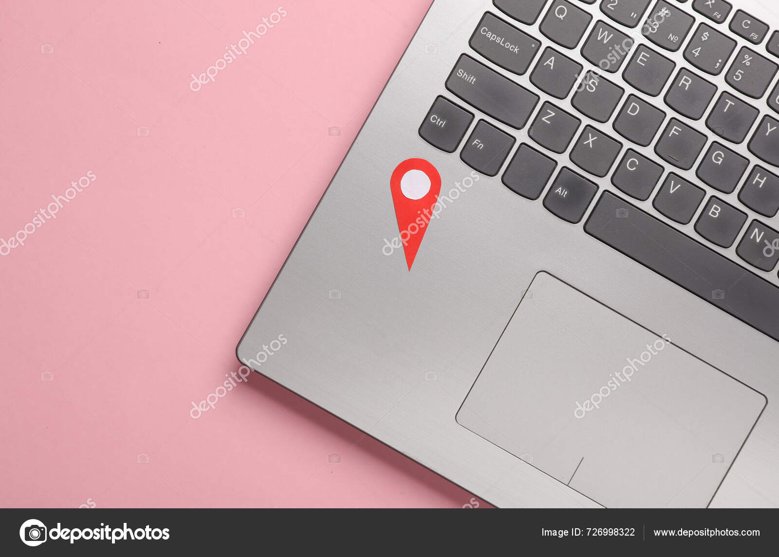 Laptop Geolocation Maps Marker Point Icon Pink Background — Stock Photo ...