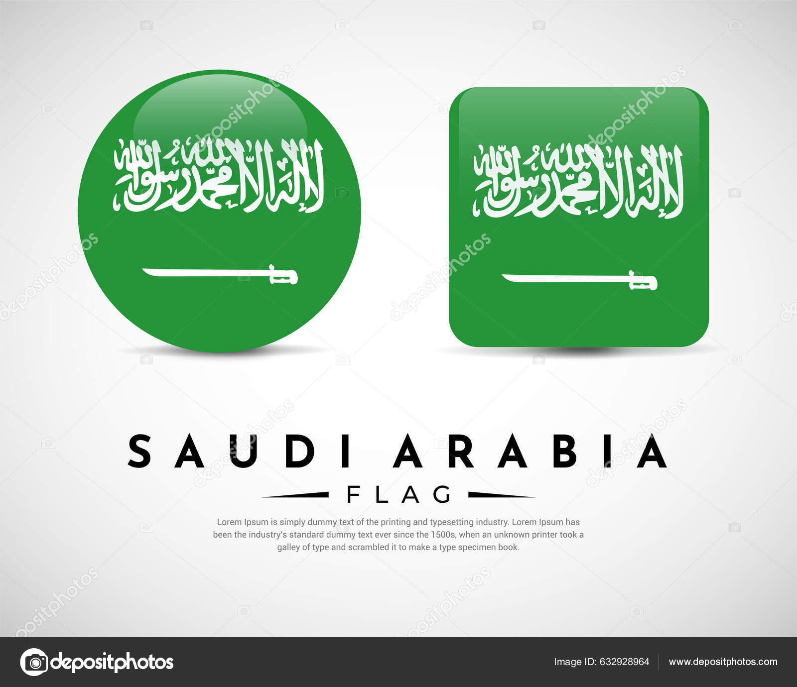 Realistic Saudi Arabia Flag Icon Vector Set Saudi Arabia Flag Stock ...